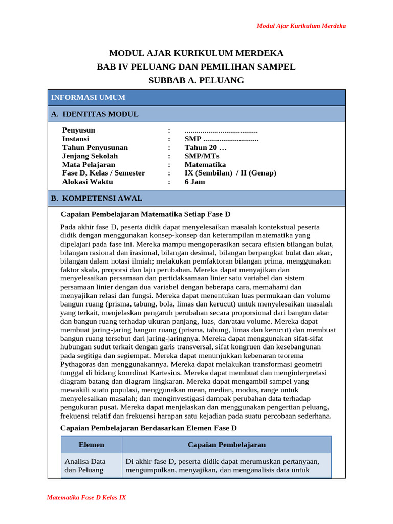 MA Bab 4 Peluang Dan Pemilihan Sampel | PDF