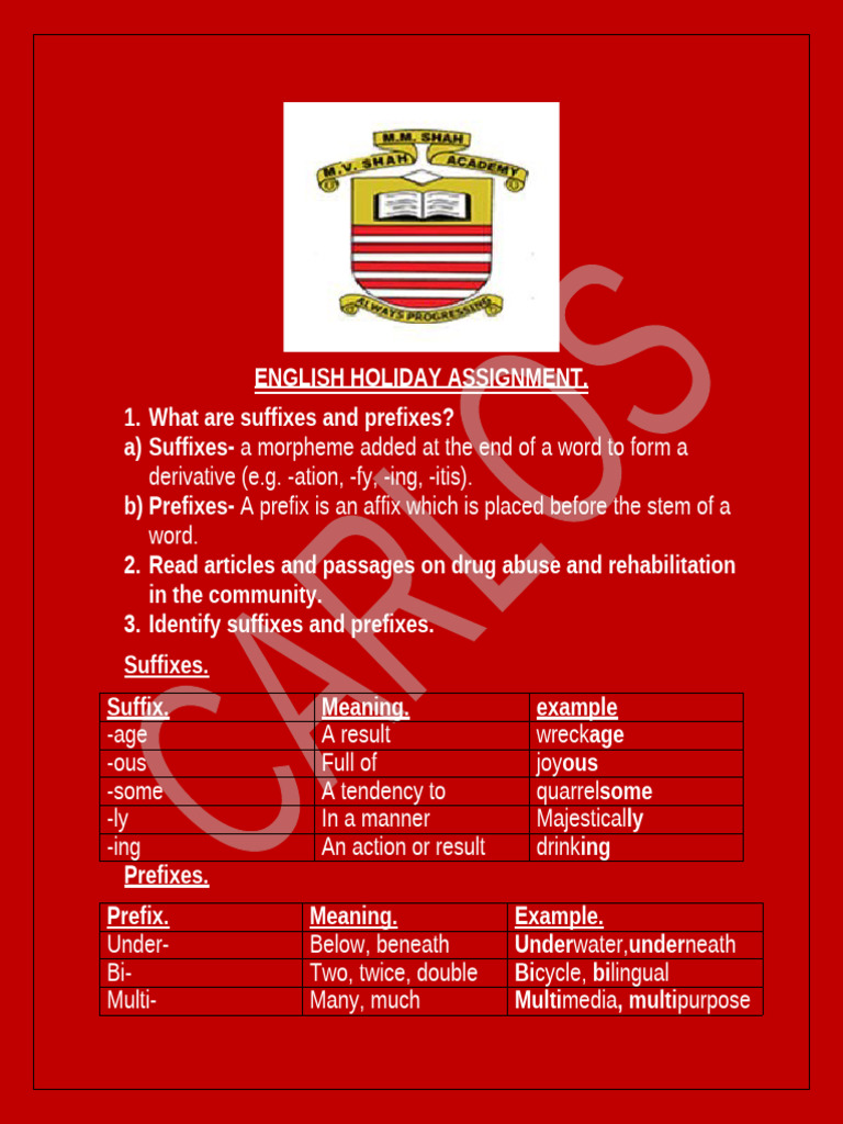 English Holiday Assignment. | PDF