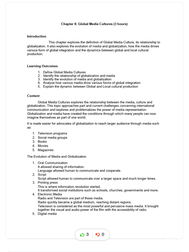 TCW Module 7 Global Media Cultures | PDF