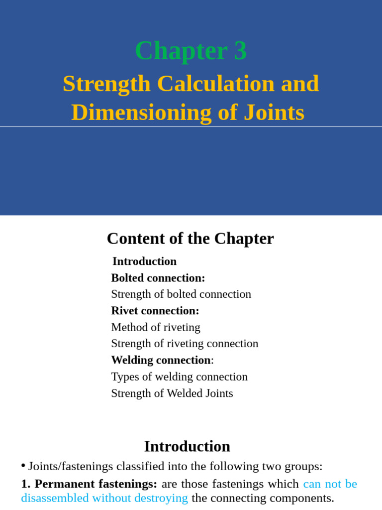 chapter 3 Strength Calculation of Joints - for class | PDF