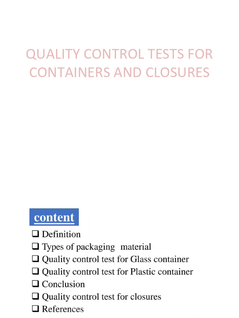 QC For Containers | PDF