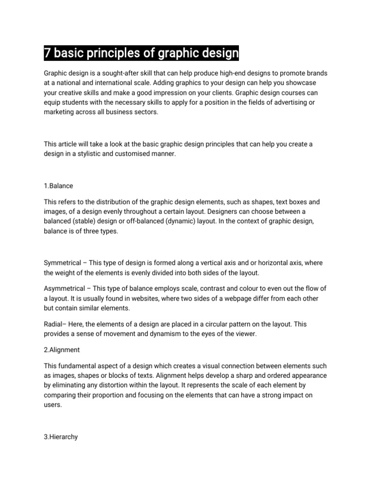 7 Basic Principles of Graphics Designing | PDF | Page Layout | Graphic ...