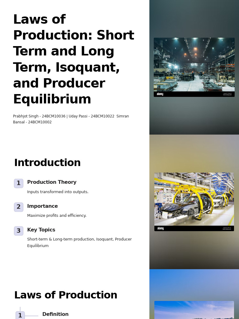 Laws of Production Short Term and Long Term Isoquant and Producer ...