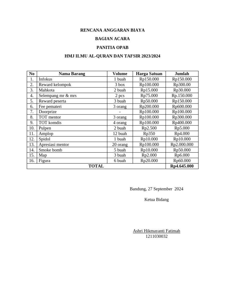 Rab Bidang Acara | PDF
