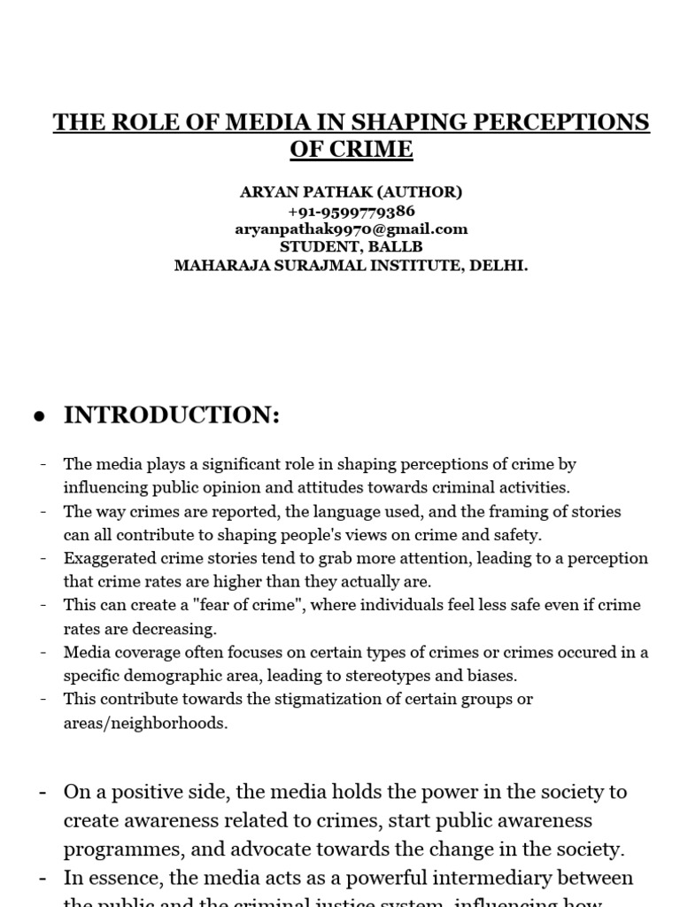 The Role of Media in Shaping Perceptions of Crime | PDF