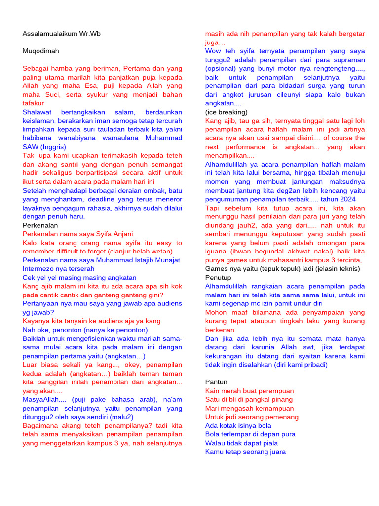 Teks MC Haflah | PDF