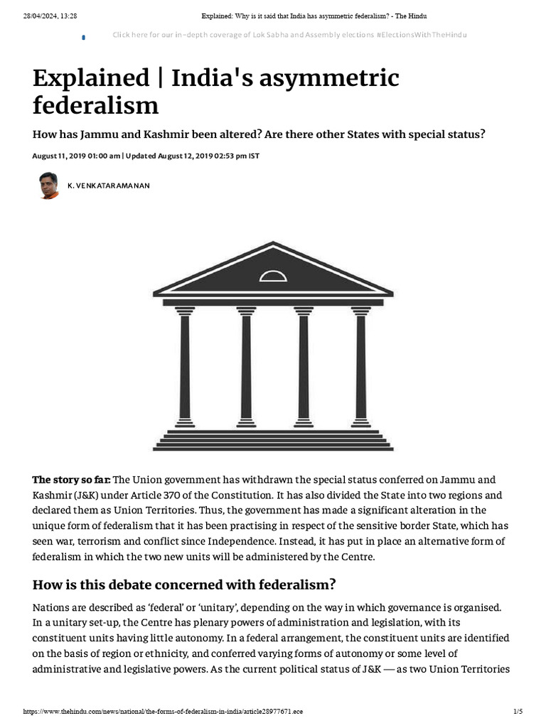 Explained - India's Asymmetric Federalism | PDF