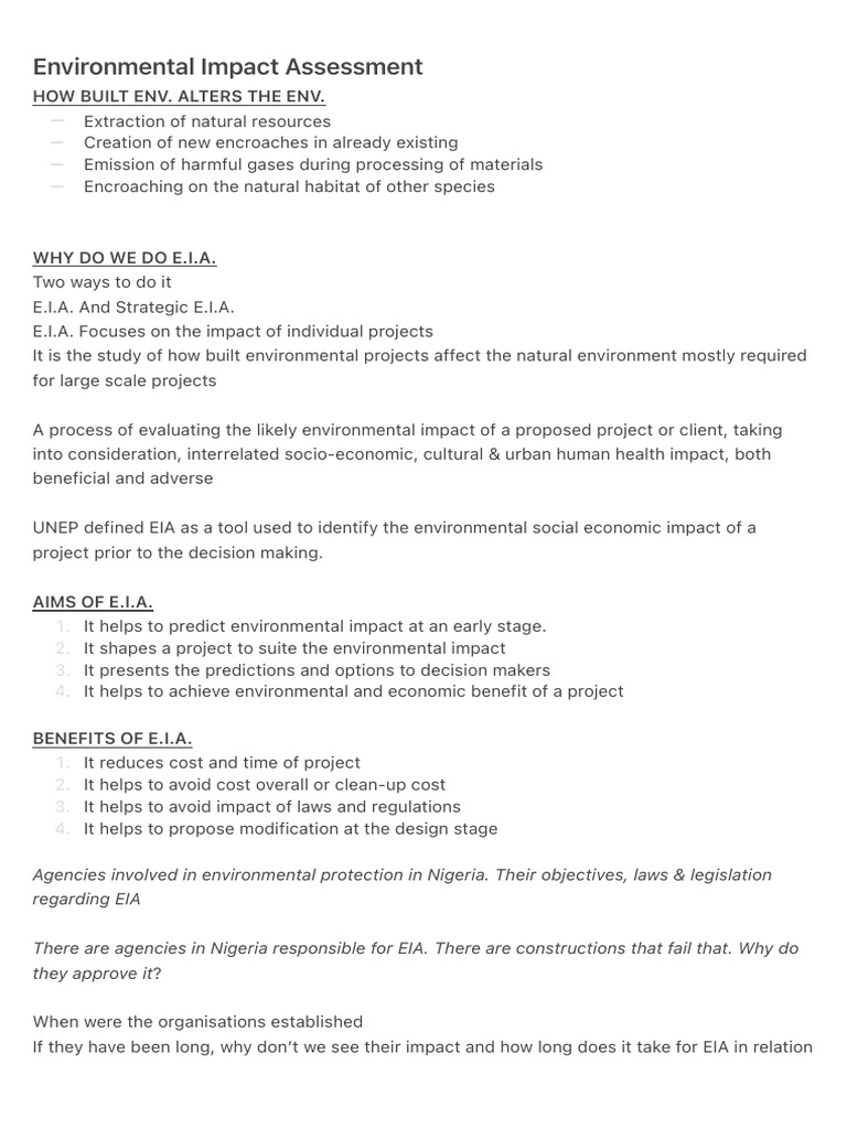 Environmental Impact Assessment | PDF