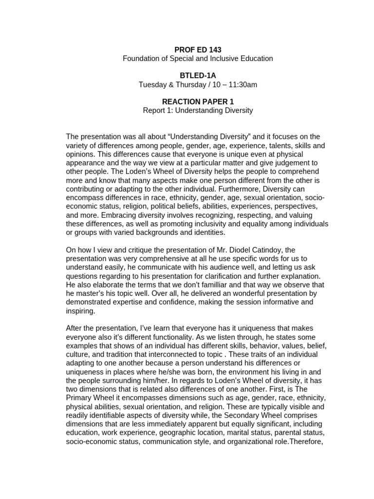 Reaction Paper (Catindoy) 1 | PDF