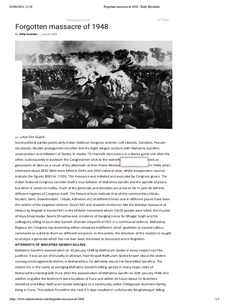 Forgotten Massacre of 1948 | PDF