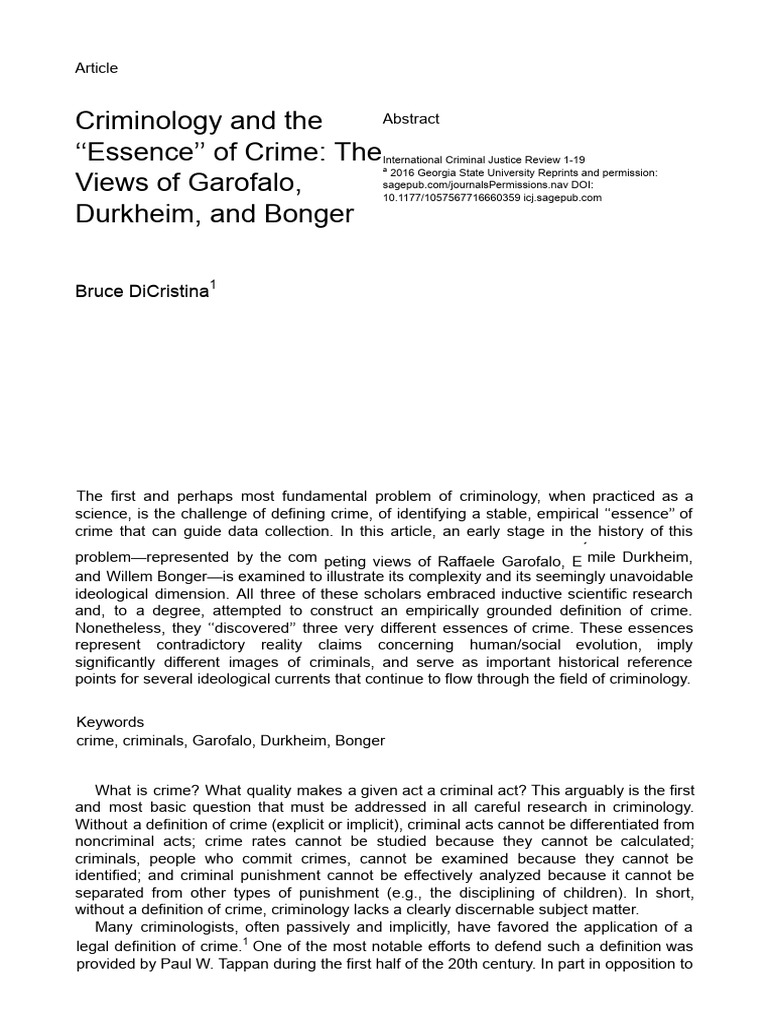 Criminology and Essence of Crime | PDF