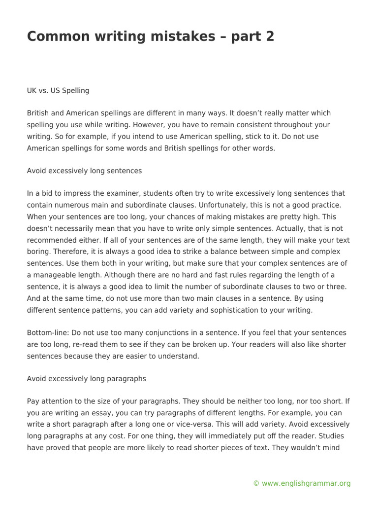 Common Writing Mistakes | PDF