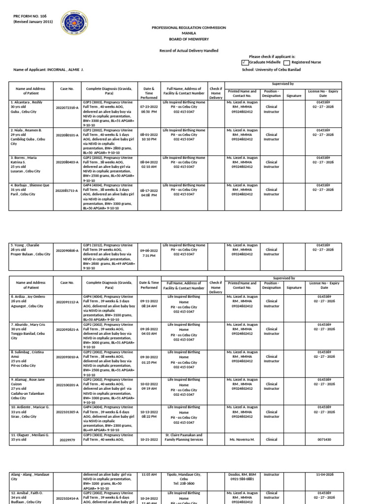PRC Form Clean Ia For Update | PDF