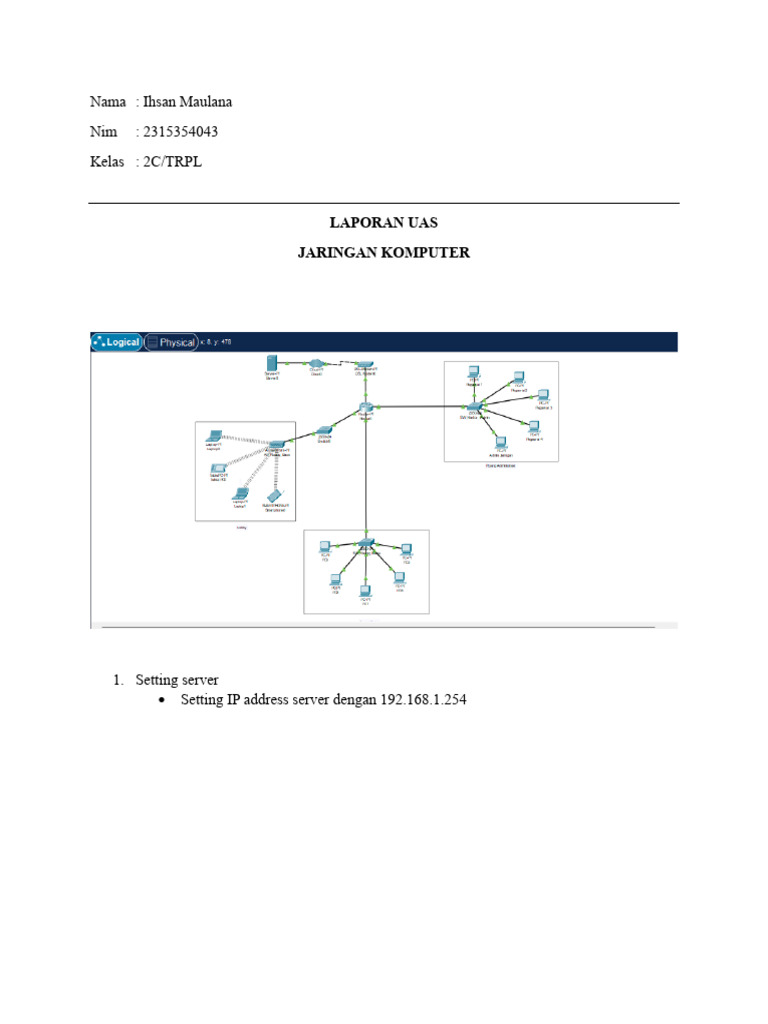 Laporan UAS JARKOM - Ihsan Maulana - 2315354043 - 2C TRPL | PDF