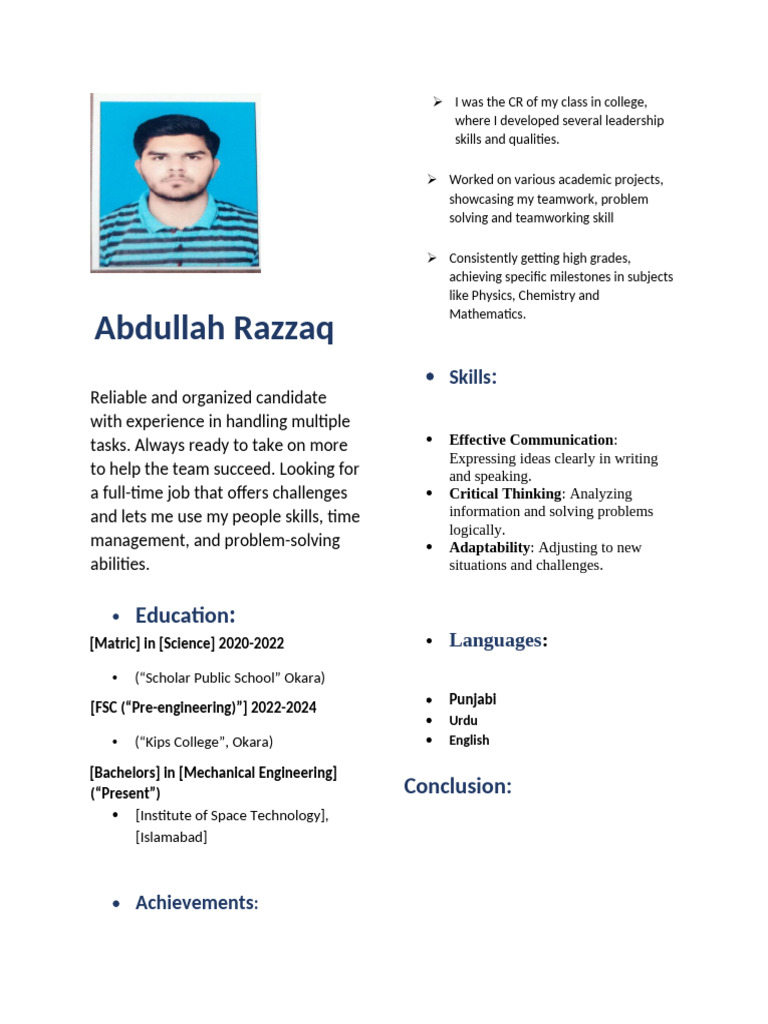 Abdullah_240501017_CV_(ICT_Lab) (1) | PDF