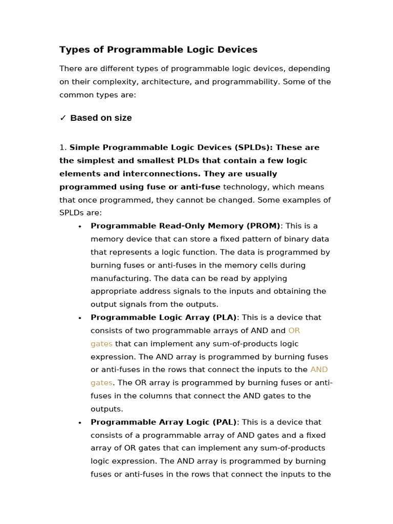 Types of Programmable Logic Devices | PDF