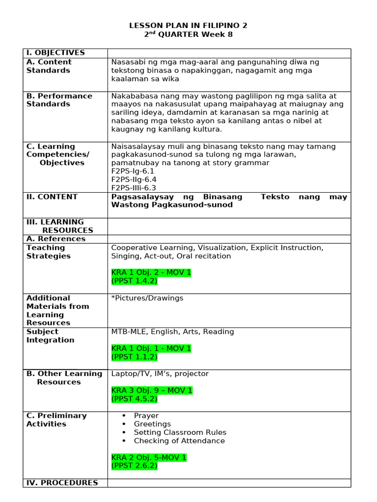 Filipino 2 q2 Week 8 LP | PDF