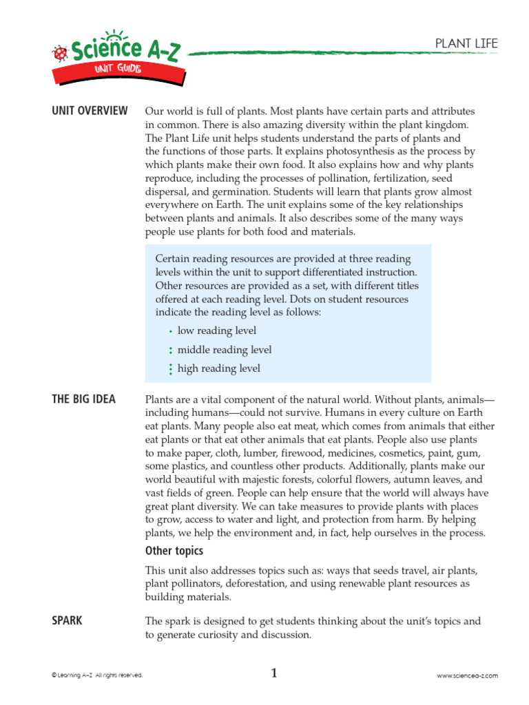 Plant Life 3-4 Unit Guide | PDF