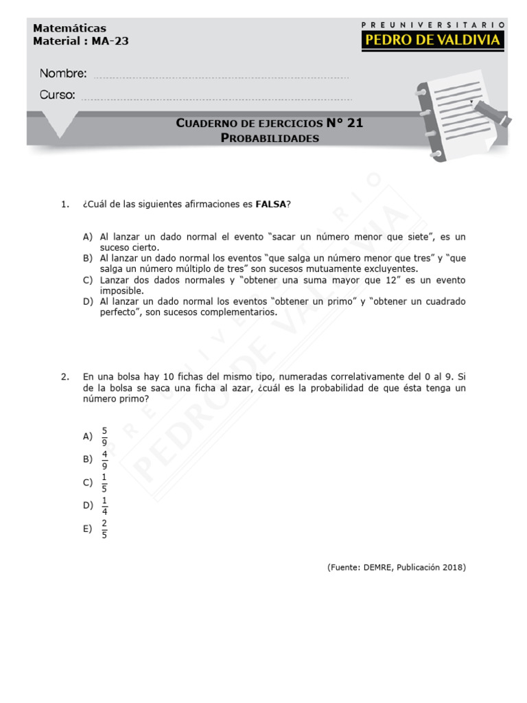 3027-MA23 - Probabilidades | PDF