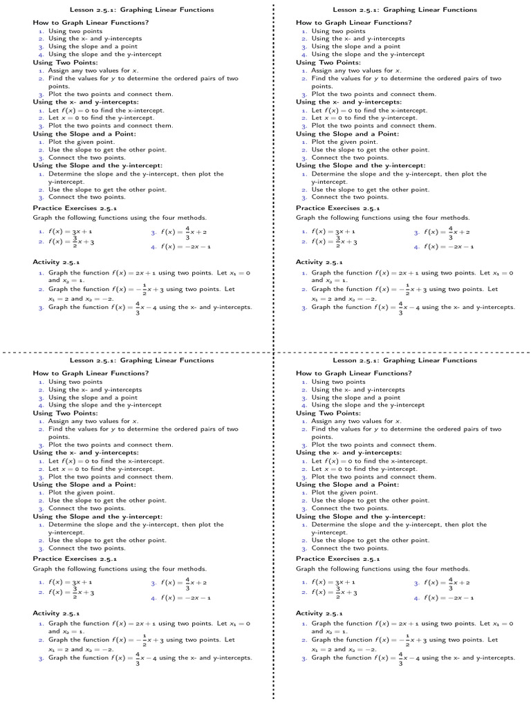 Hand Graphing Linear Functions | PDF
