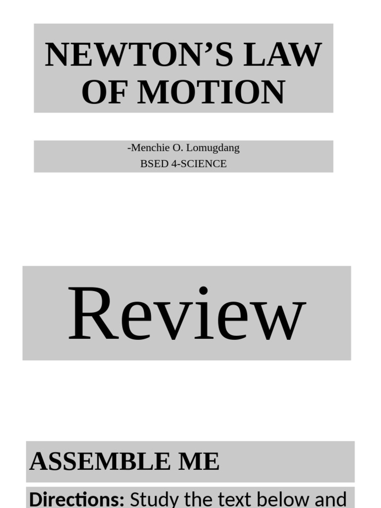 Newtons Law of Motion For Students | PDF