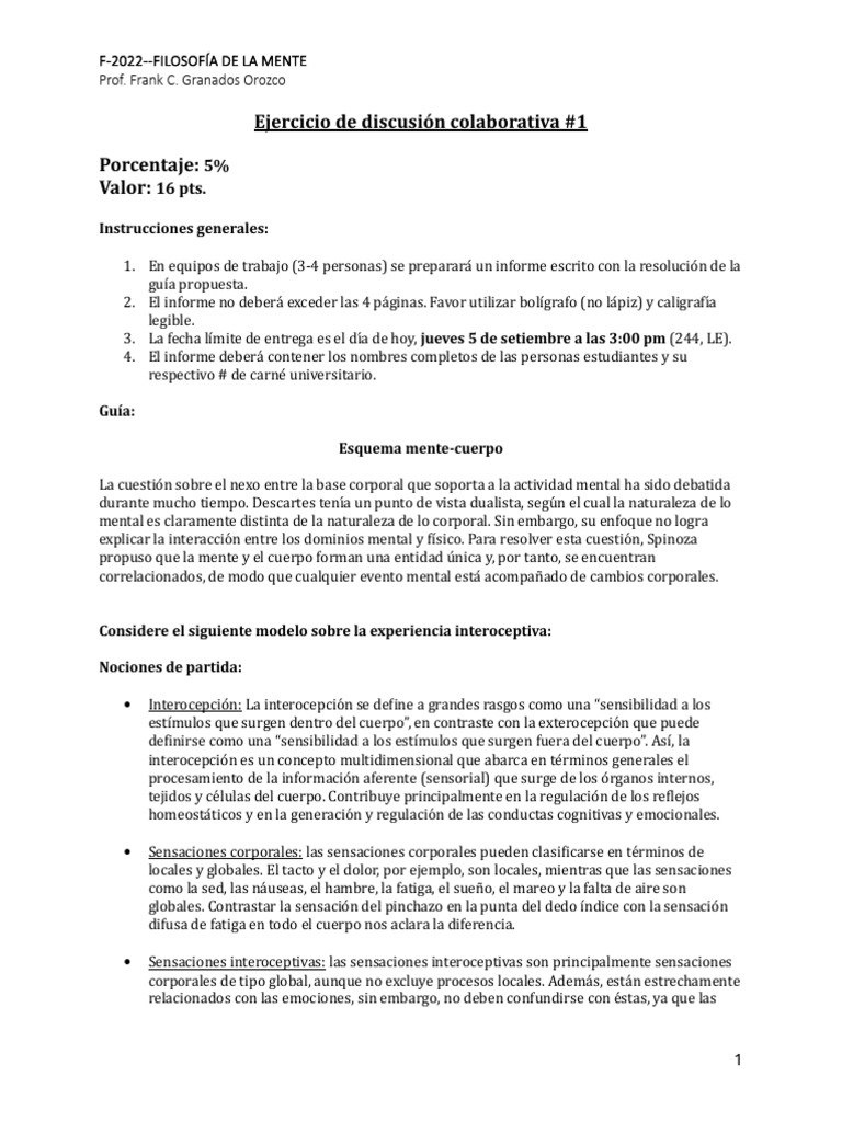 Guía - Ejercicio de Discusión Colaborativa #1 | PDF