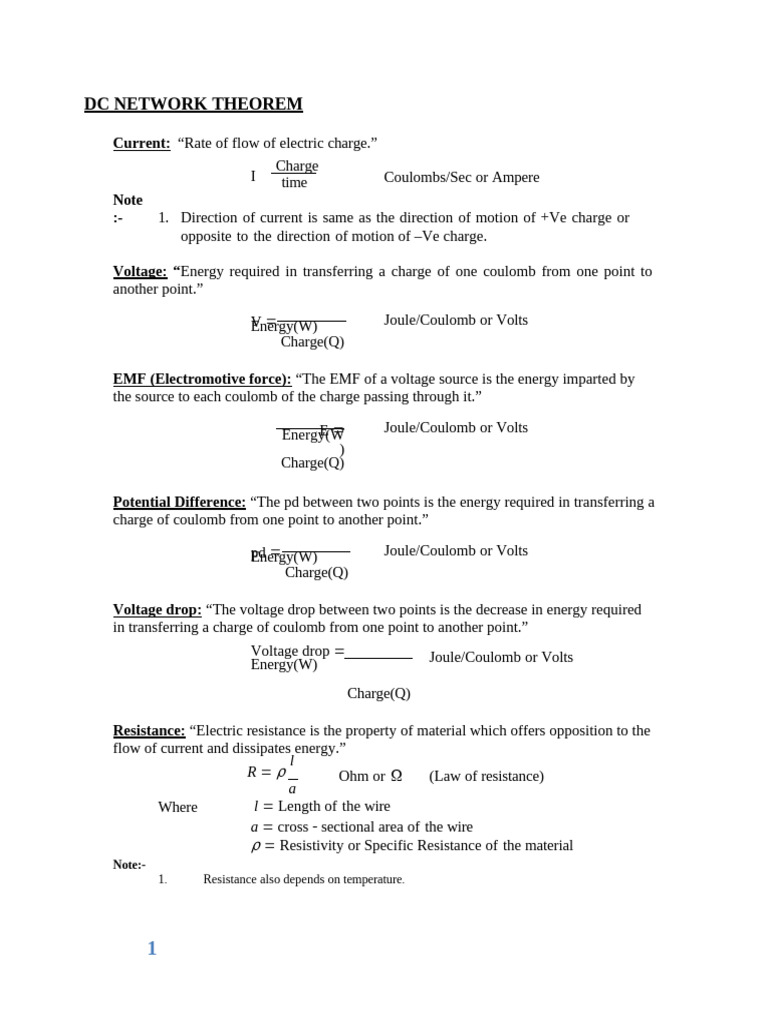 DC Network Theorems | PDF