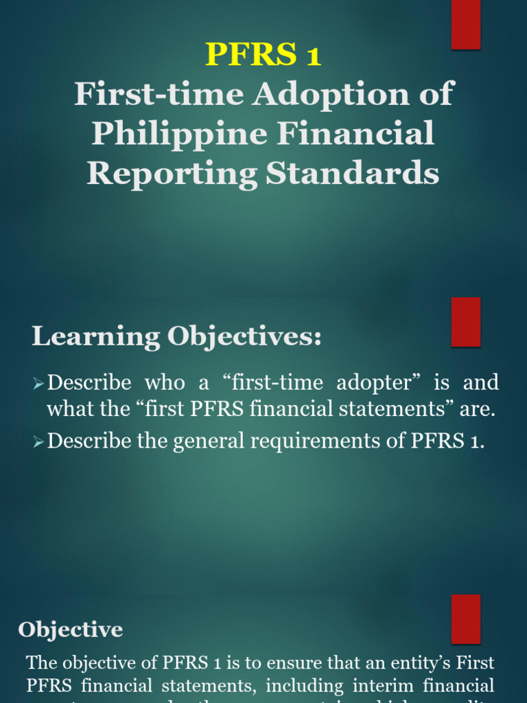 PFRS 1 - First-Time Adoption of PFRS | PDF | Balance Sheet | Financial ...