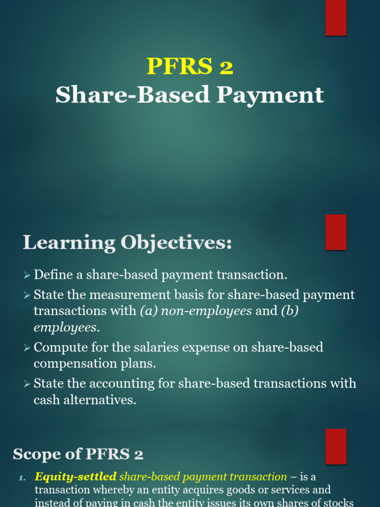 PFRS 2 - Share-Based Payment | PDF | Equity (Finance) | Fair Value