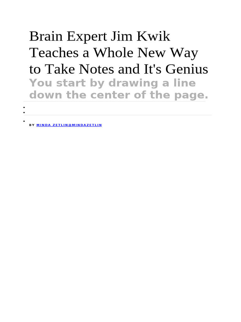 Brain Expert Jim Kwik Teaches A Whole New Way To Take Notes and It | PDF