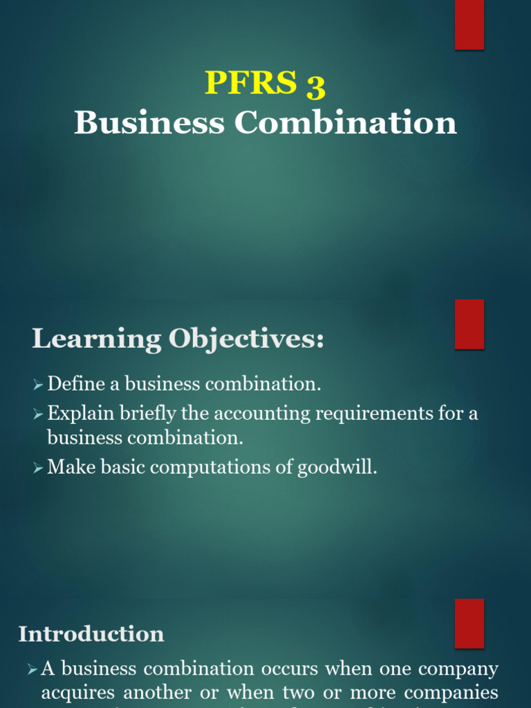 PFRS 3: Accounting for Business Combinations | PDF | Goodwill ...