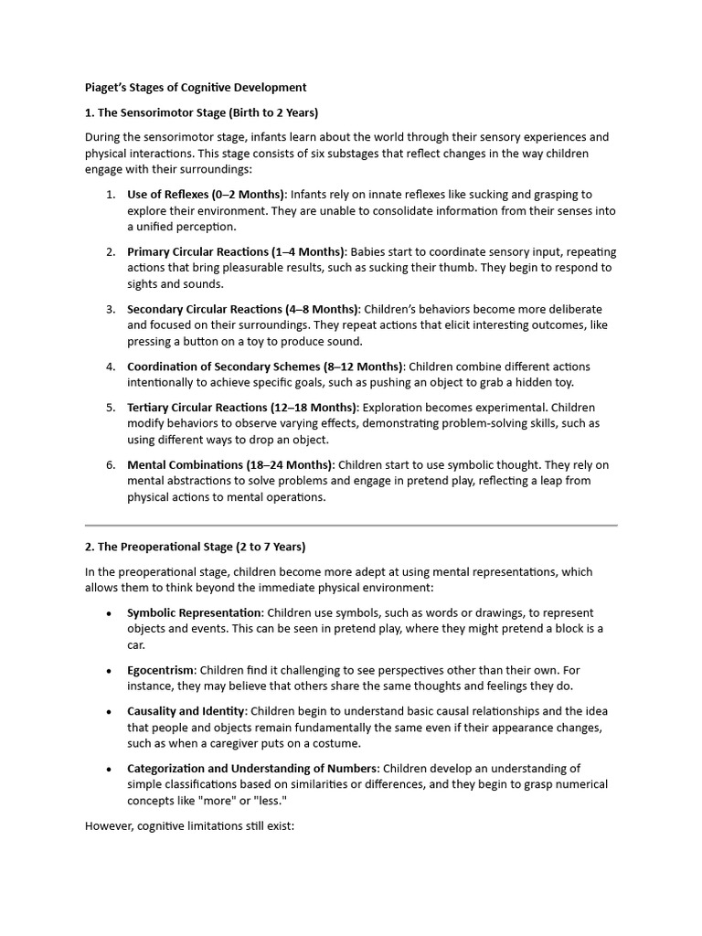 Piaget TH of Cognitive Development | PDF | Thought | Cognitive Development