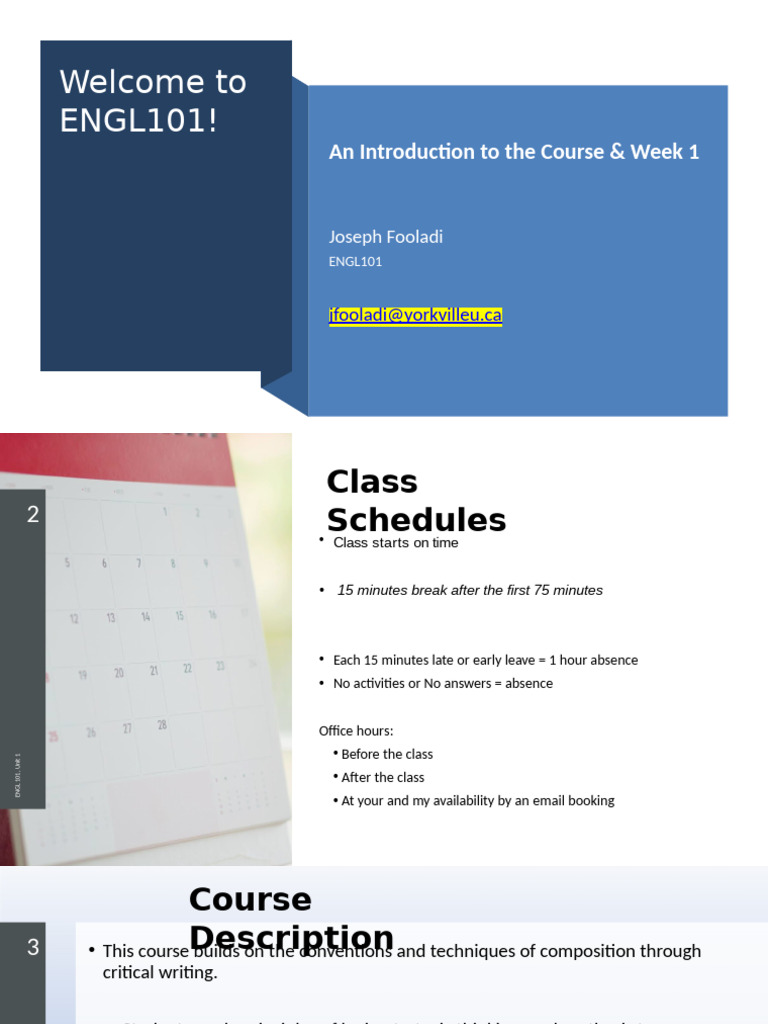 #Introduction To ENGL101 Unit 1 Presentation | PDF