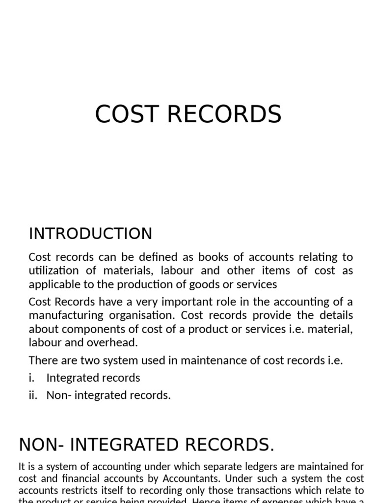 Cost Records | PDF