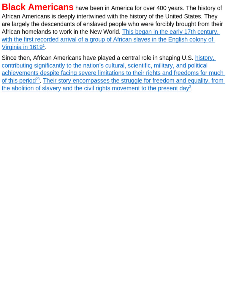 Black Americans Over 400 Yrs | PDF