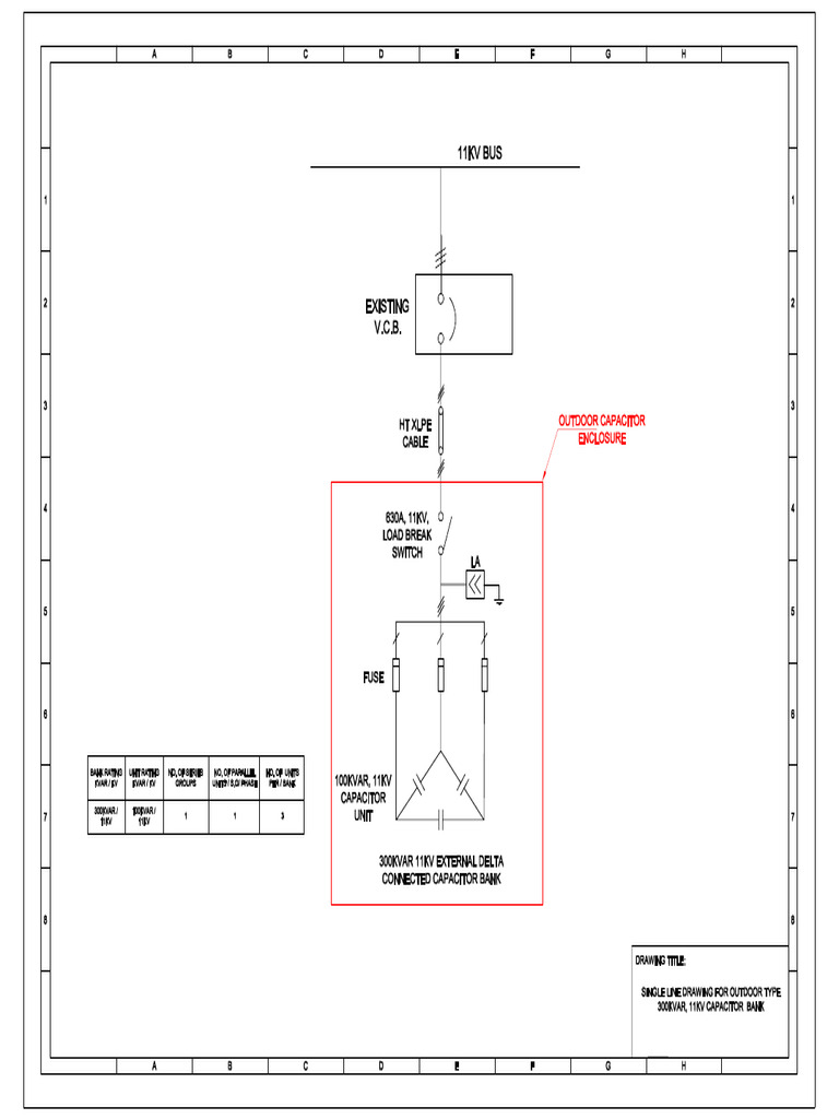 Ga Drawing & SLD For 300 Kvar 11 KV Cap Panel | PDF