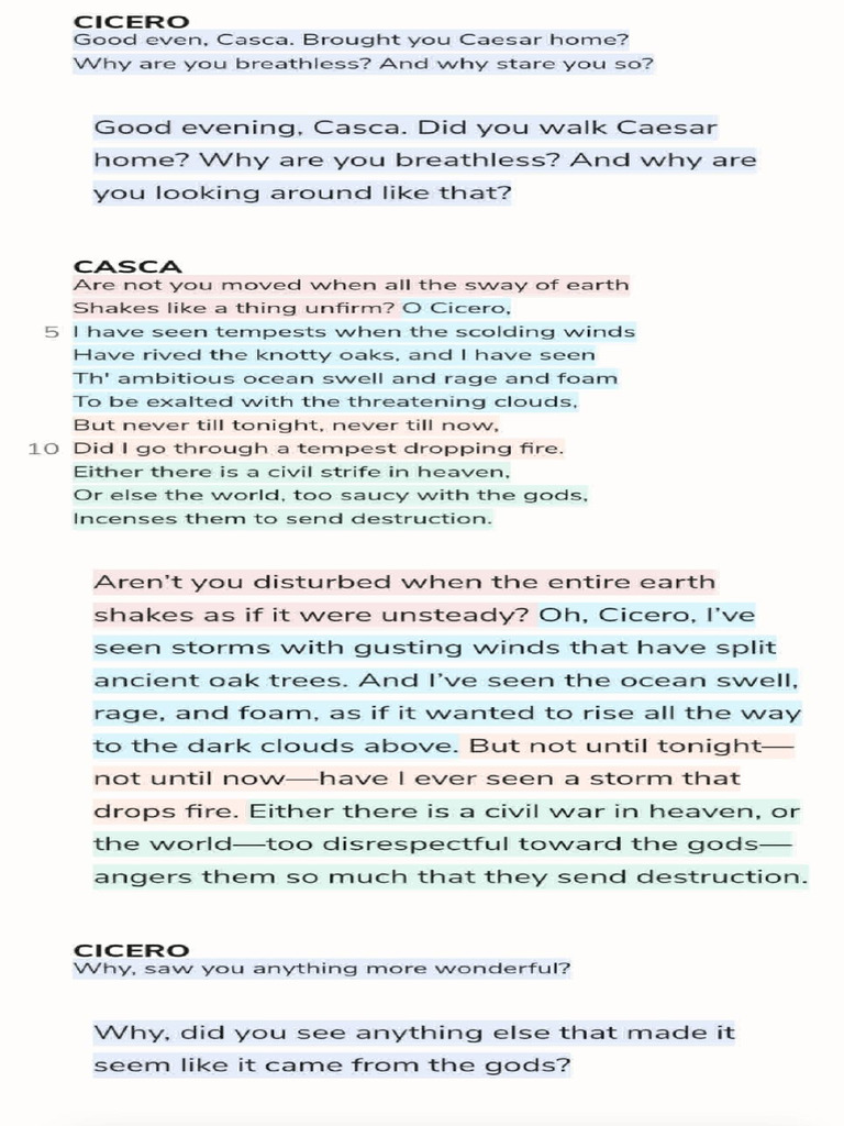 JULIUS CAESAR ACT-1 Scene 3 Line by Line Explanation | PDF
