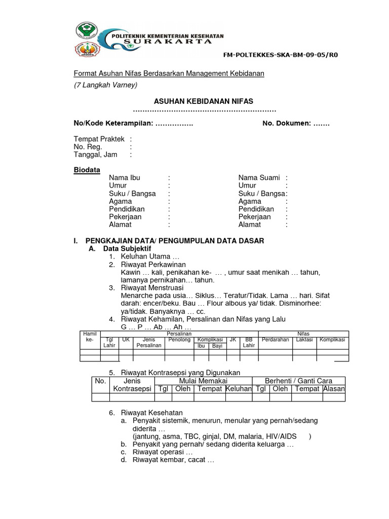 Format Askeb Nifas | PDF