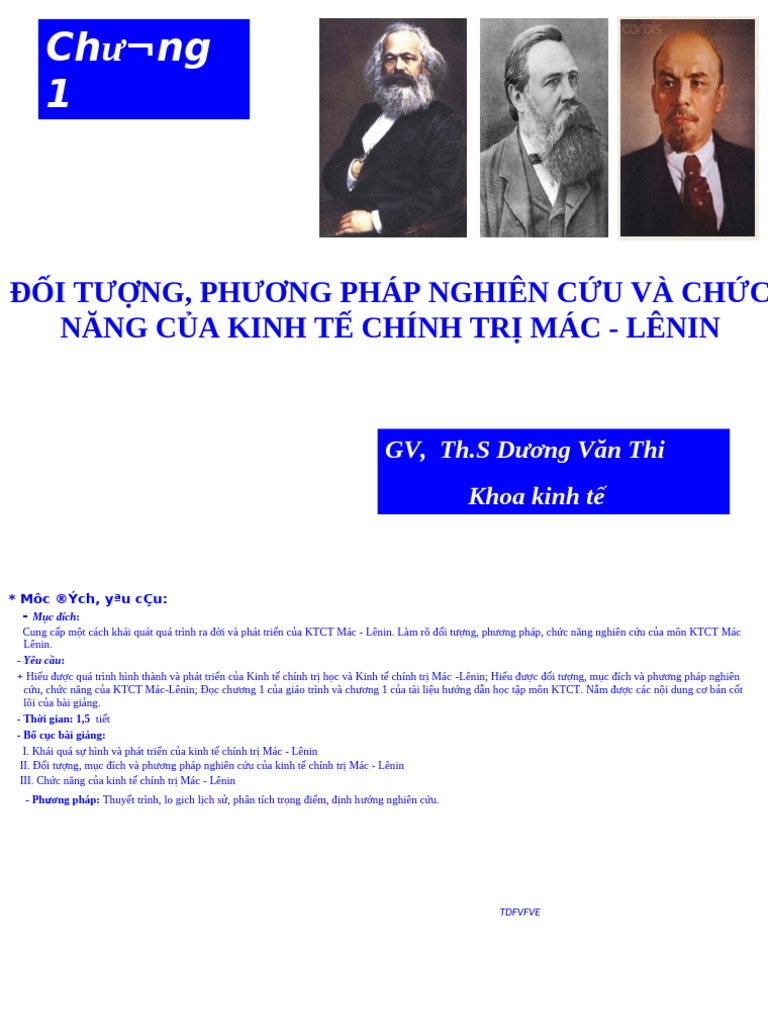 Chương 1- ĐỐI TƯỢNG, PHƯƠNG PHÁP NGHIÊN CỨU VÀ CHỨC NĂNG CỦA KINH TẾ CHÍNH TRỊ MÁC - LÊNIN | PDF