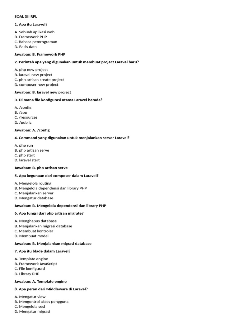 Soal Xii RPL Laravel | PDF