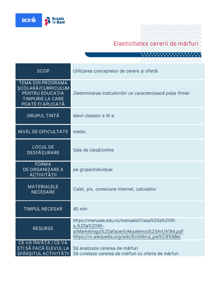 Elasticitatea - Cererii - de - Marfuri-Clasa A XI A | PDF