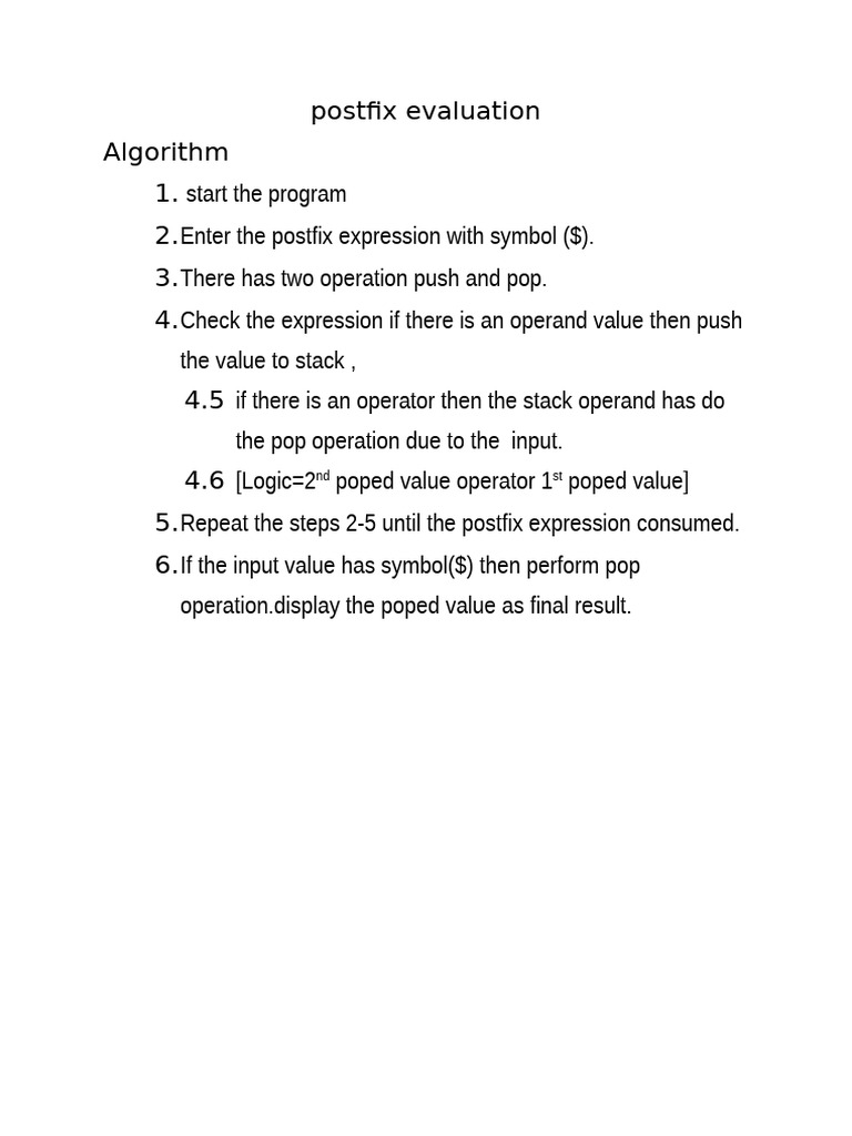 Postfix Evaluation | PDF