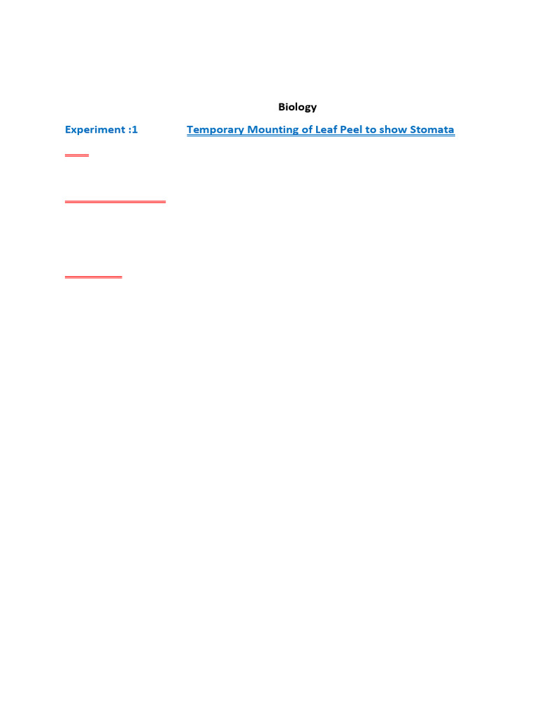 Class 10 Biology Practical Guide | PDF | Stoma | Science & Mathematics