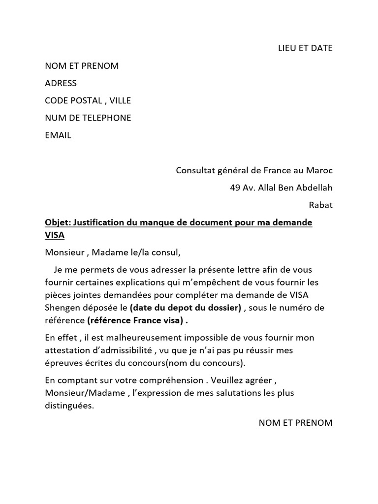 MODELE lettre explicative | PDF