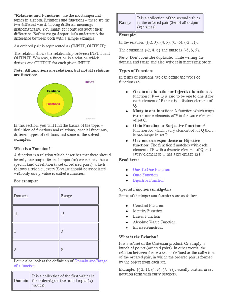 Relations and Functions | PDF