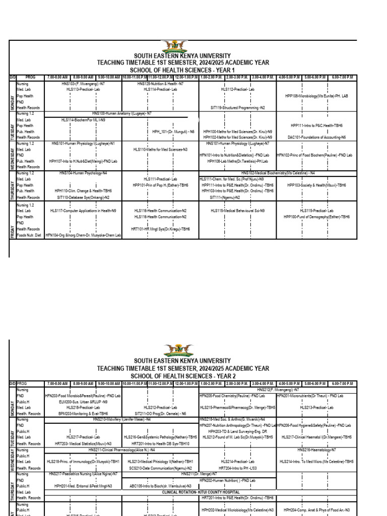 Health-1st - Semester - 2024-2025 - Final - Teaching - Timetable - 1 (1) ..Updated.... 1 | PDF ...