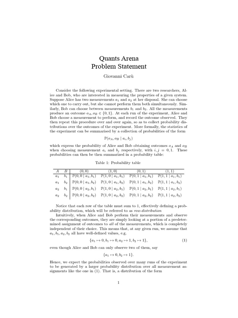 Quants Arena Problem Statement | PDF