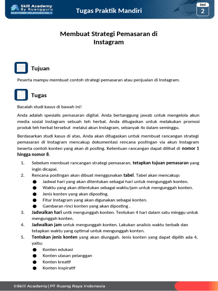 TPM 2 Membuat Strategi Pemasaran Di Instagram | PDF