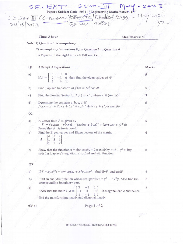 Se Extc Sem-Iii May2023 | PDF