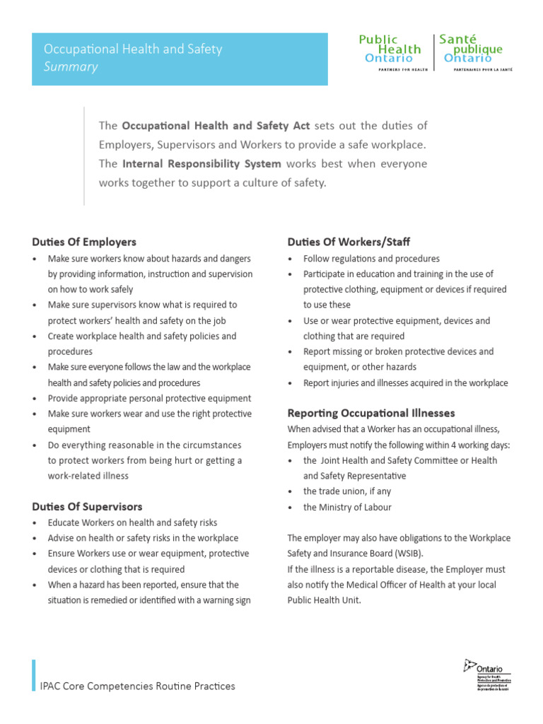 Ipac Core Trainers Ohs Summary | PDF | Occupational Safety And Health ...